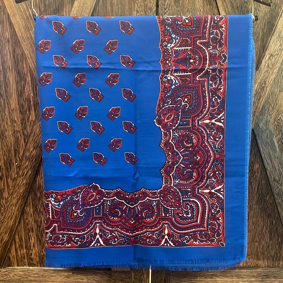 Vintage | Accessories | Vintage Alyssa Italian Scarf Royal Blue Red ...